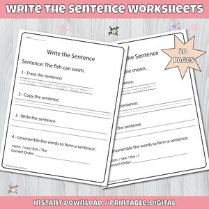 Printable Write the Sentence Worksheets Writing Sentences Activity ...