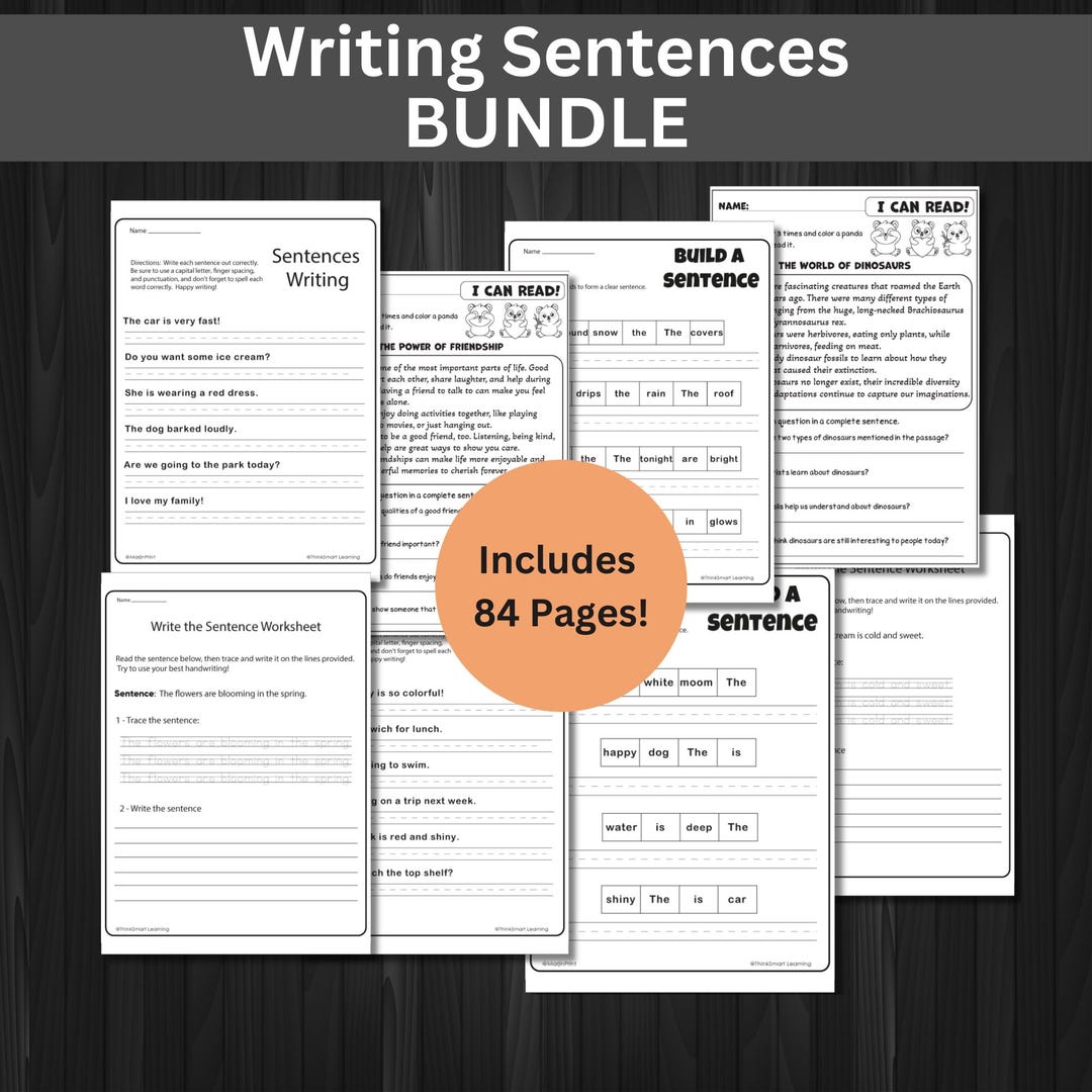 Printable Writing Sentences Bundle Sentence Building & Writing Fluency ...