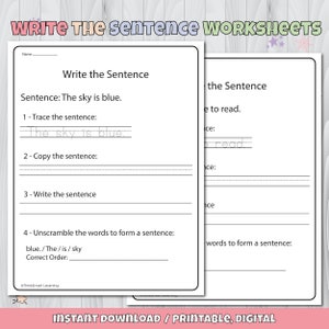 Printable Write the Sentence Worksheets Writing Sentences Activity ...