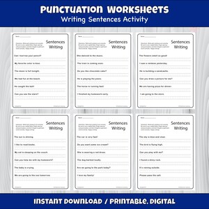 10 Sentence Writing Worksheets, Punctuation Practice Capital Letters ...