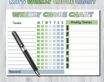 Editable Chore Chart for Kids Printable Daily Weekly Responsibility ...
