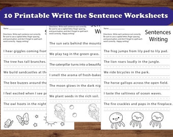 10 Printable Write the Sentence Worksheets. 1st-3rd Grade Writing ...