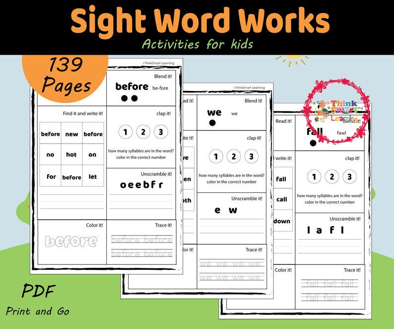 130 Printable Fry's First Hundred Sight Word Worksheets. Kindergarten ...