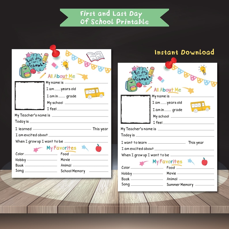 Printable First and Last Day of School Keepsake Worksheet Back to School & Last Day ...