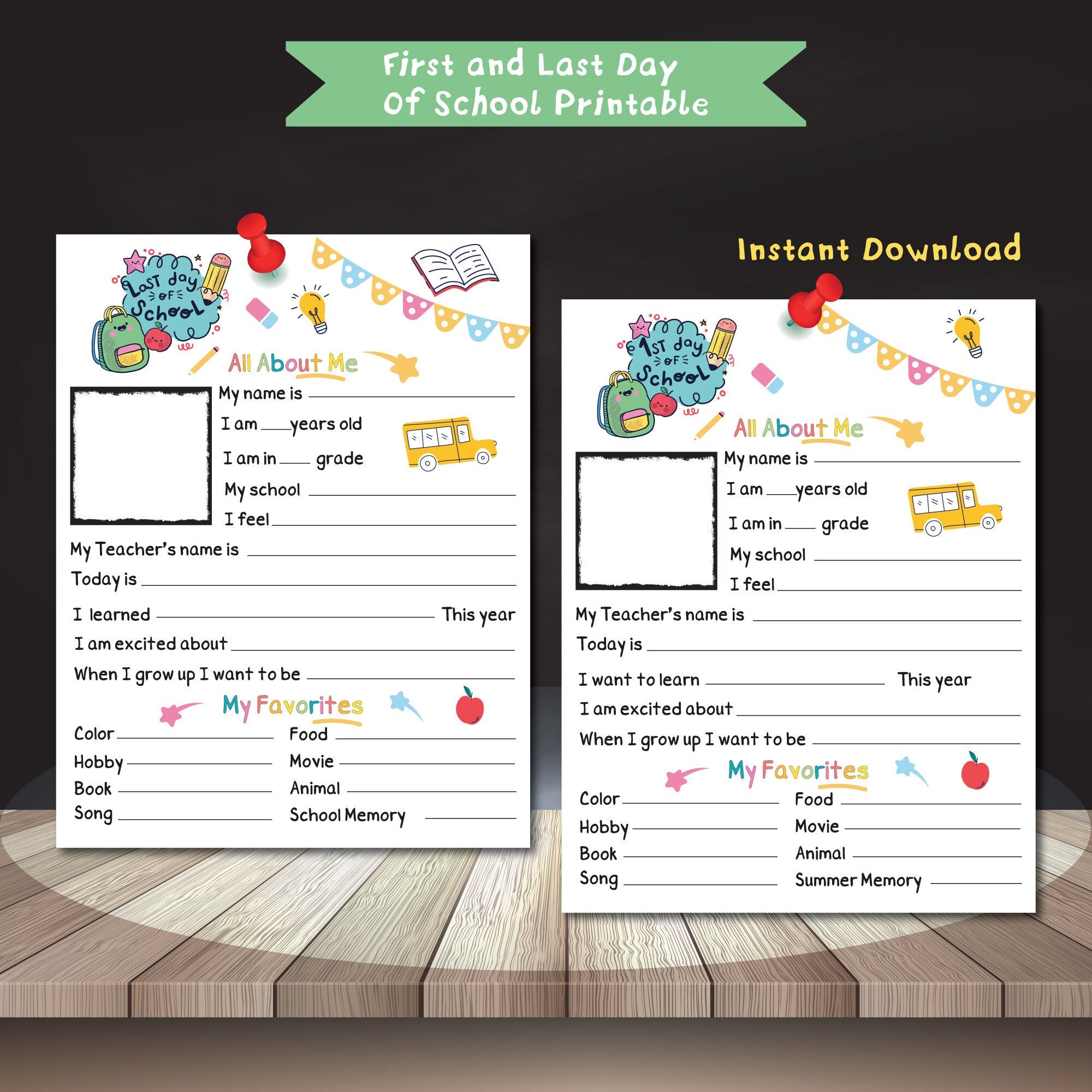 Printable First and Last Day of School Keepsake Worksheet Back to ...