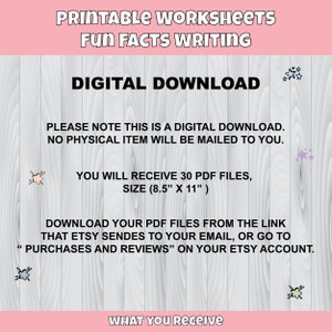 Handwriting Trace Fun Facts, Printable Sentences Writing Practice ...