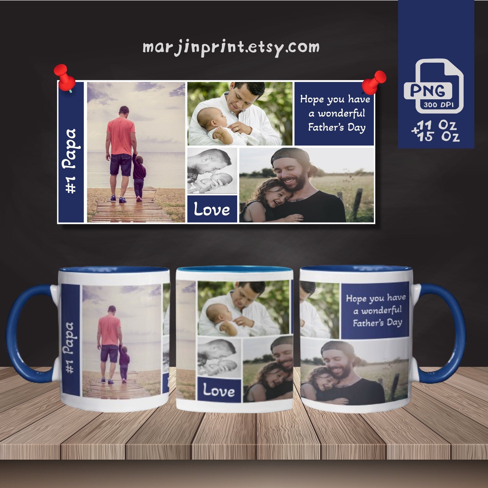 4 Photos Frame Mug, Picture Mug Template , Photo Mug Sublimation Design ...