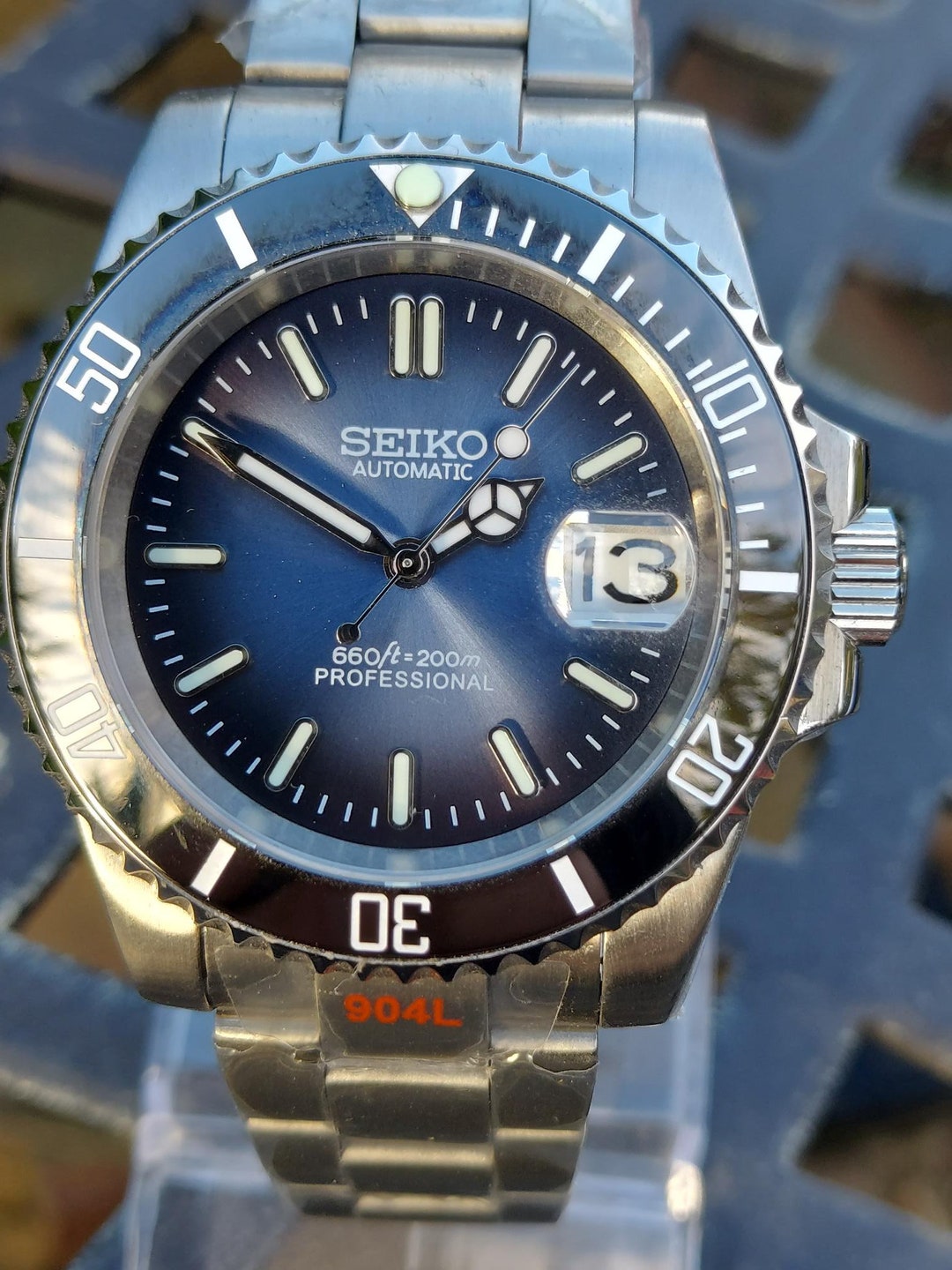 Seiko NH35A Automatic Submariner Mod Watch. Black Ceramic - Etsy