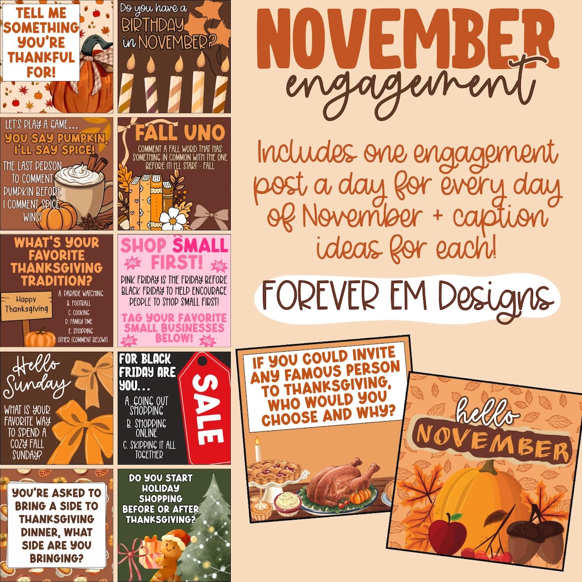 November Social Media Engagement Bundle - Digital Download - Small ...