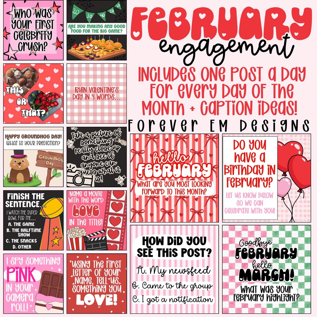 February Social Media Engagement Bundle - Digital Download - Small ...