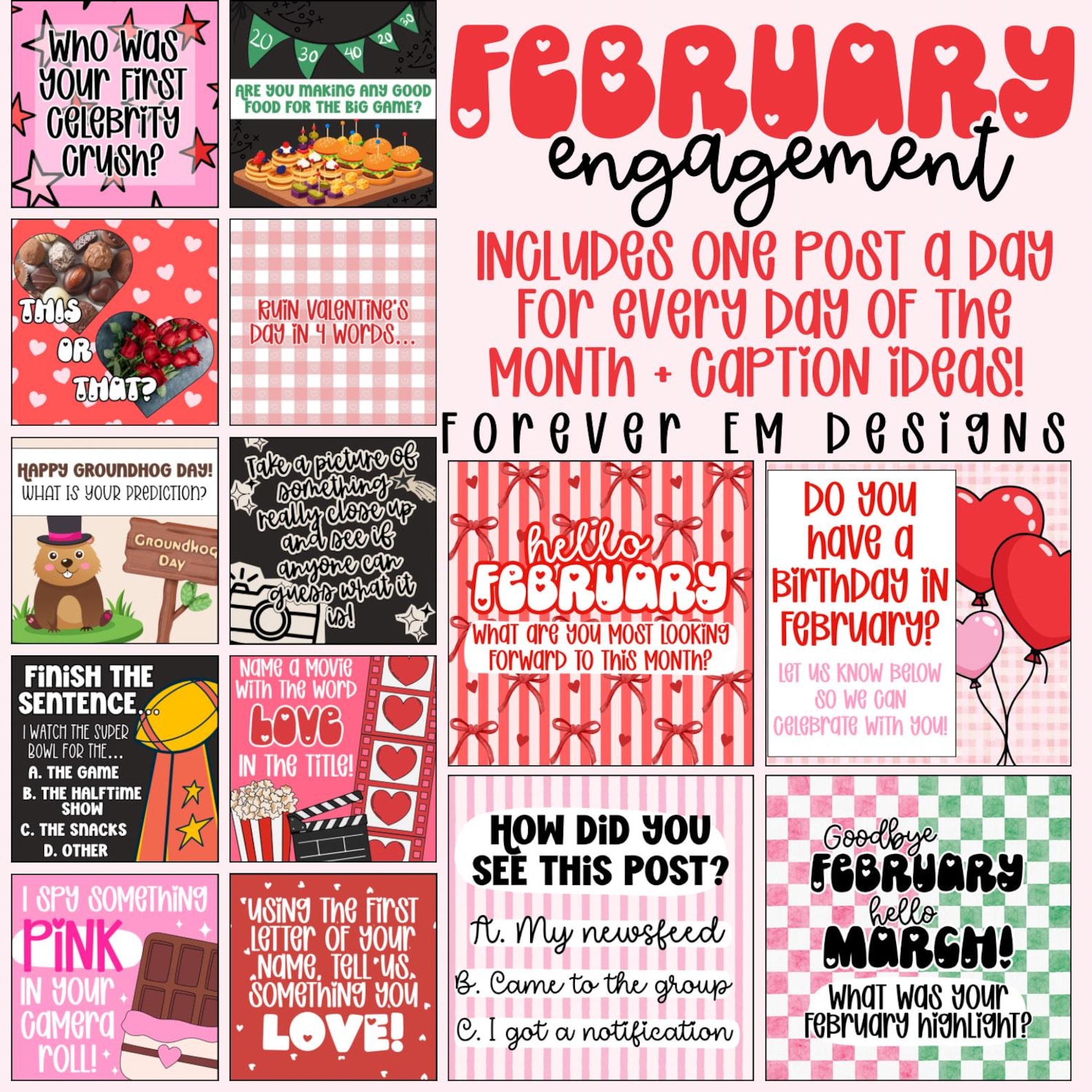 February Social Media Engagement Bundle - Digital Download - Small ...