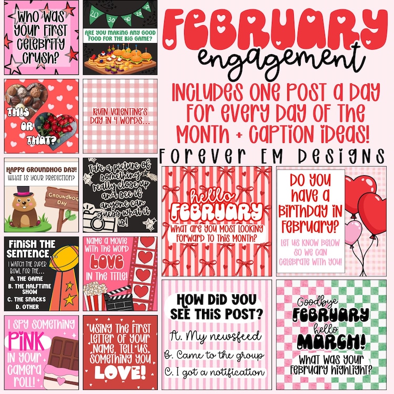 February Social Media Engagement Bundle - Digital Download - Small ...