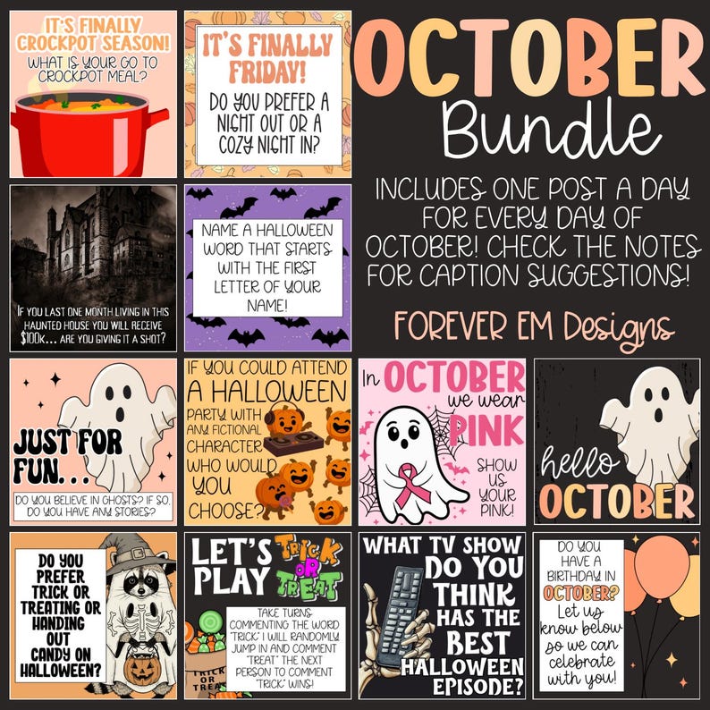 October Social Media Engagement Bundle - Digital Download - Small ...
