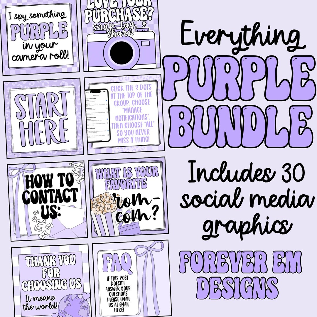 Purple Social Media Engagement Bundle - Digital Download - Small ...