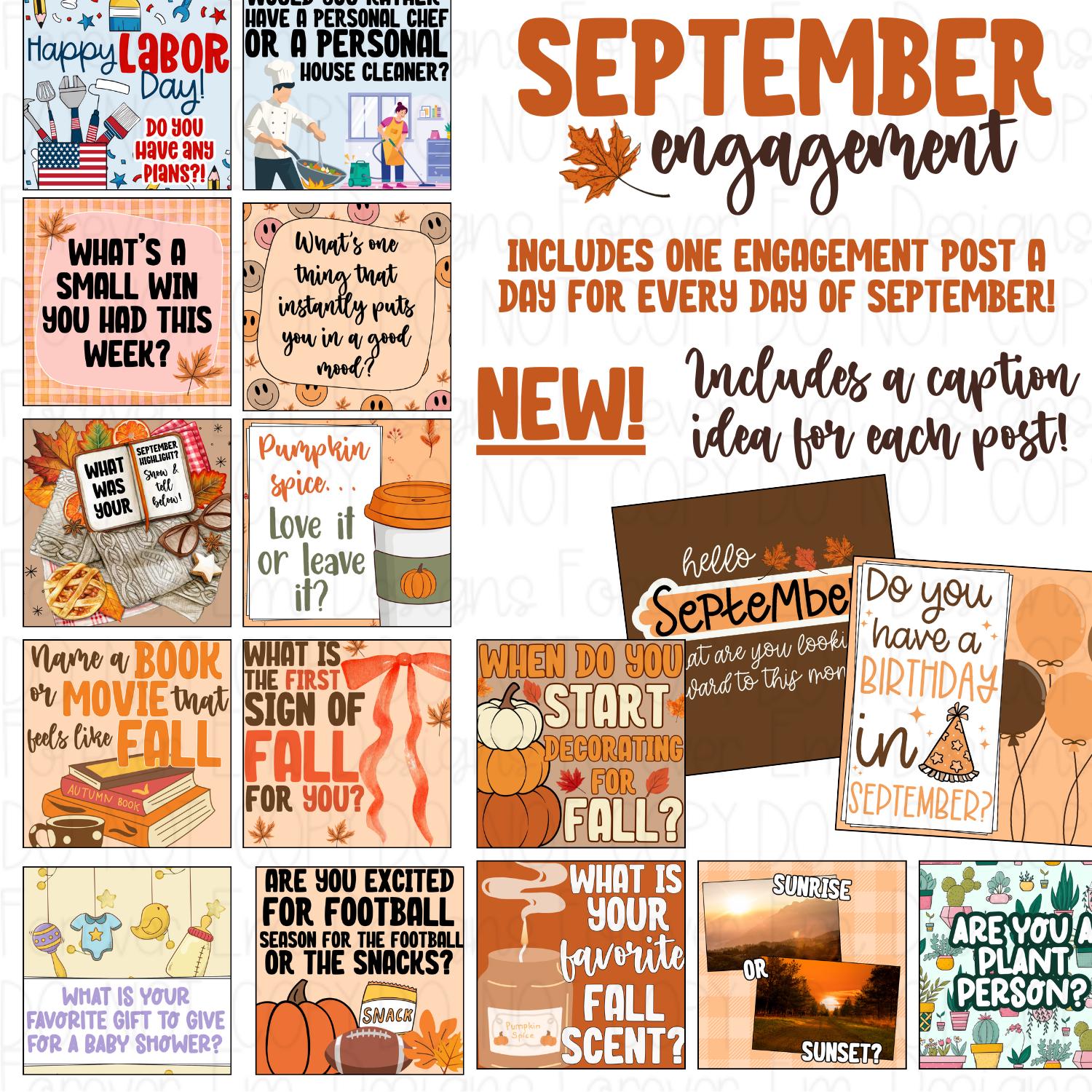 September Social Media Engagement Bundle - Digital Download - Small ...