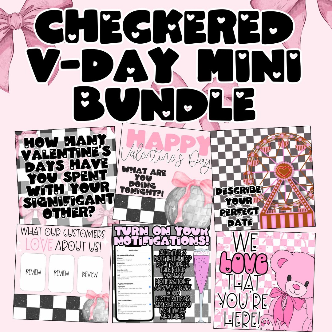 Checkered Valentine’s Day Bundle Digital Social Media Engagement Bundle ...