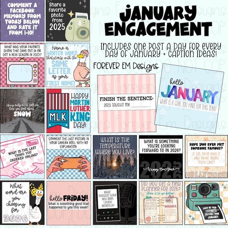 January Social Media Engagement Bundle - Digital Download - Small ...
