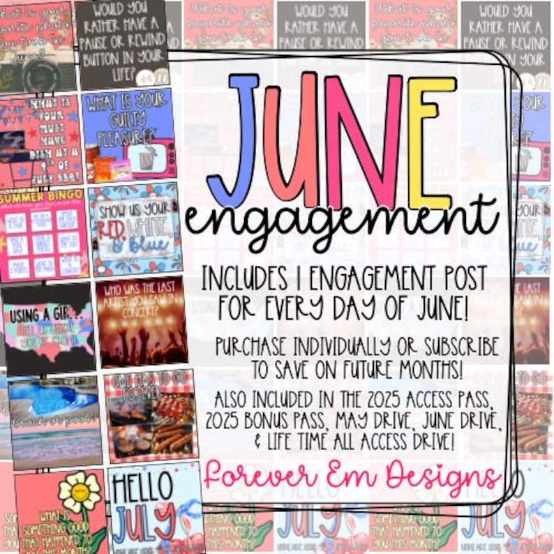 June Social Media Engagement Bundle - Digital Download - Small Business ...