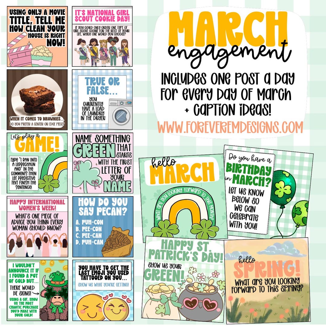 March Social Media Engagement Bundle - Digital Download - Small ...