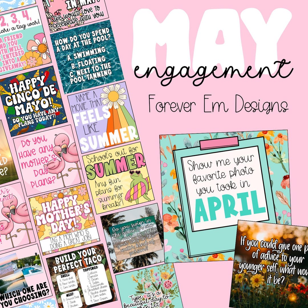 May Social Media Engagement Bundle - Digital Download - Small Business ...