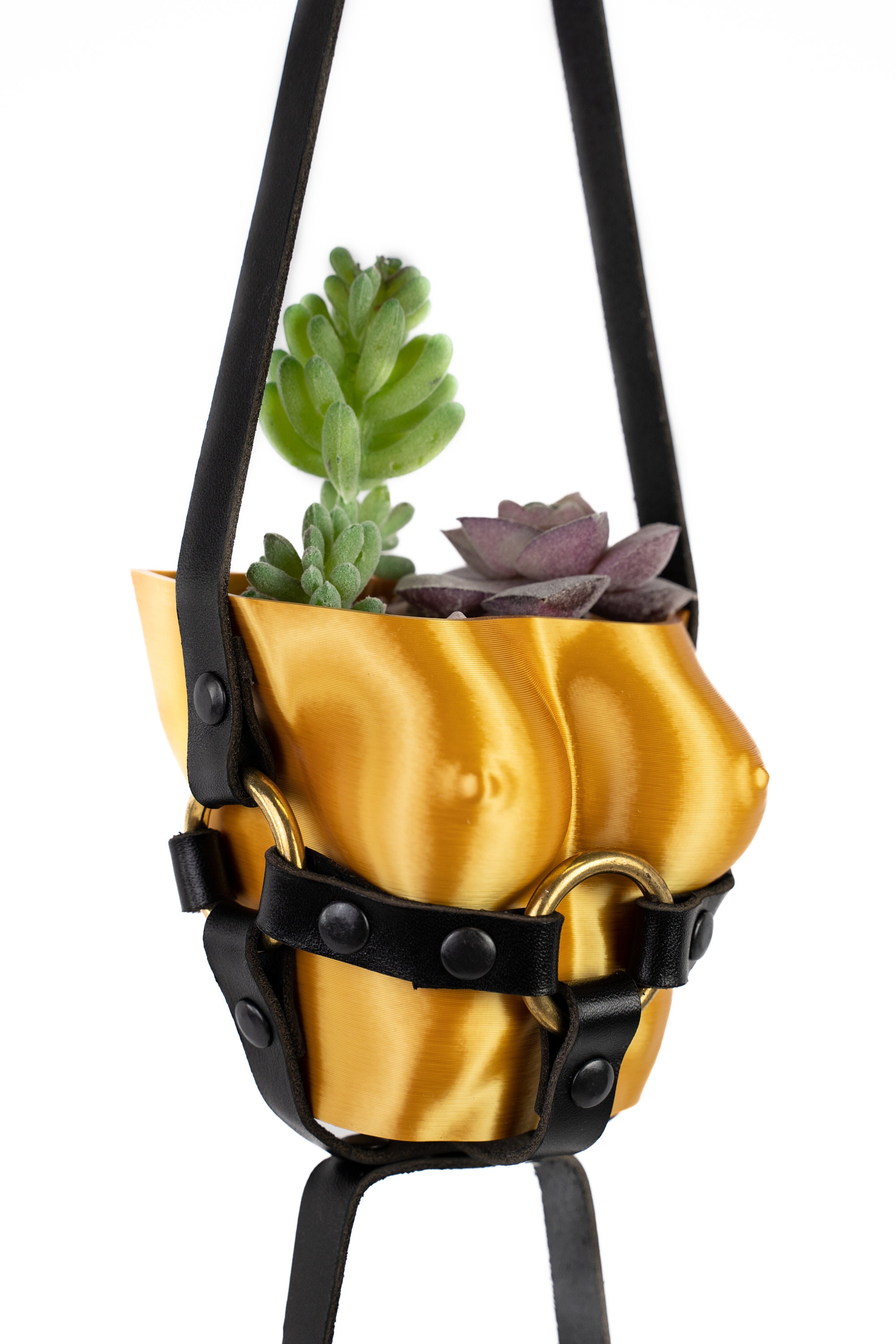 Booty Planter and Boob Hanging Planter With Harness Silk Gold - Etsy