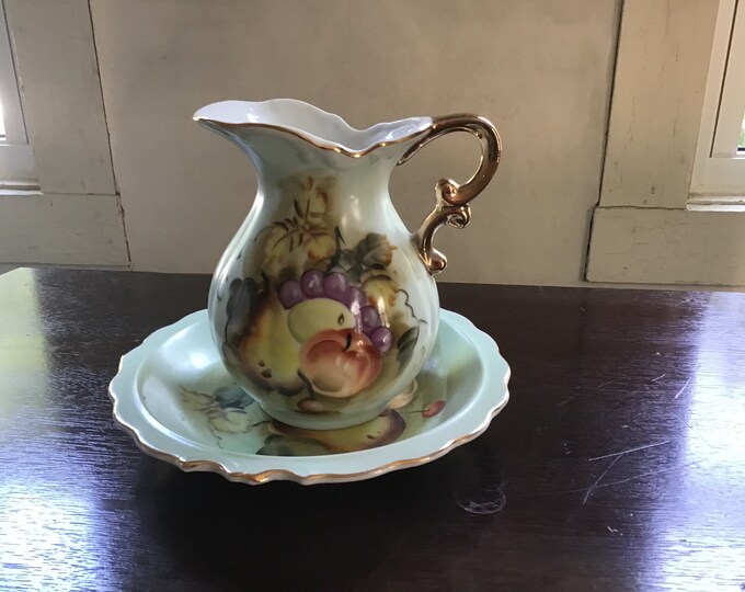 Vintage Lefton Pitcher and Bowl - Etsy