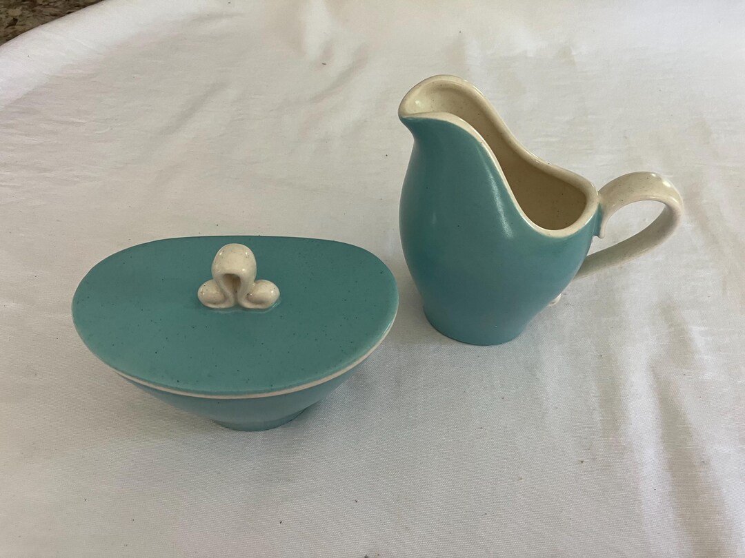 Matlox Poppytrail Turquoise MCM Creamer and Sugar - Etsy