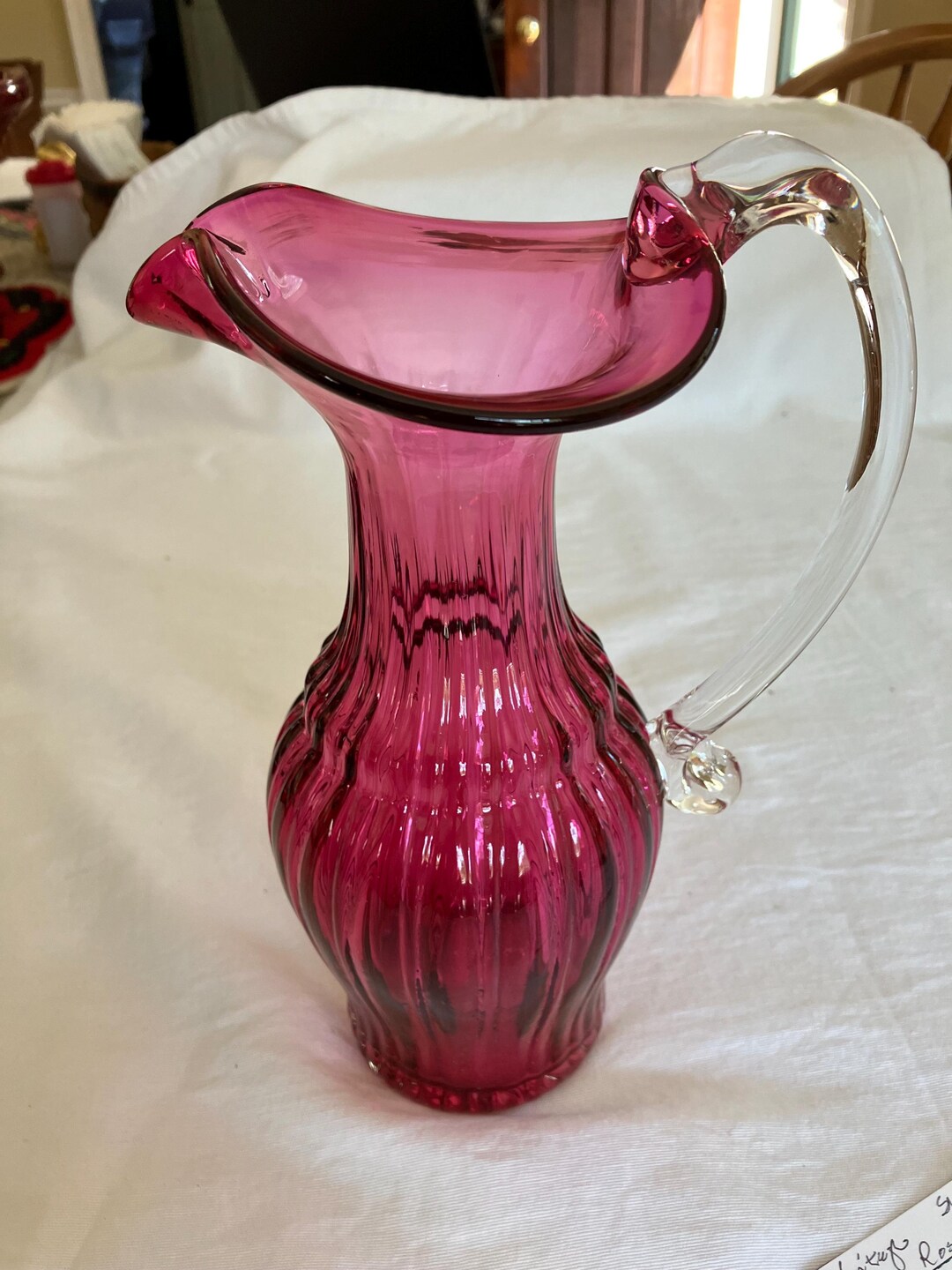 Angelo Rossi Cranberry Glass Pitcher - Etsy