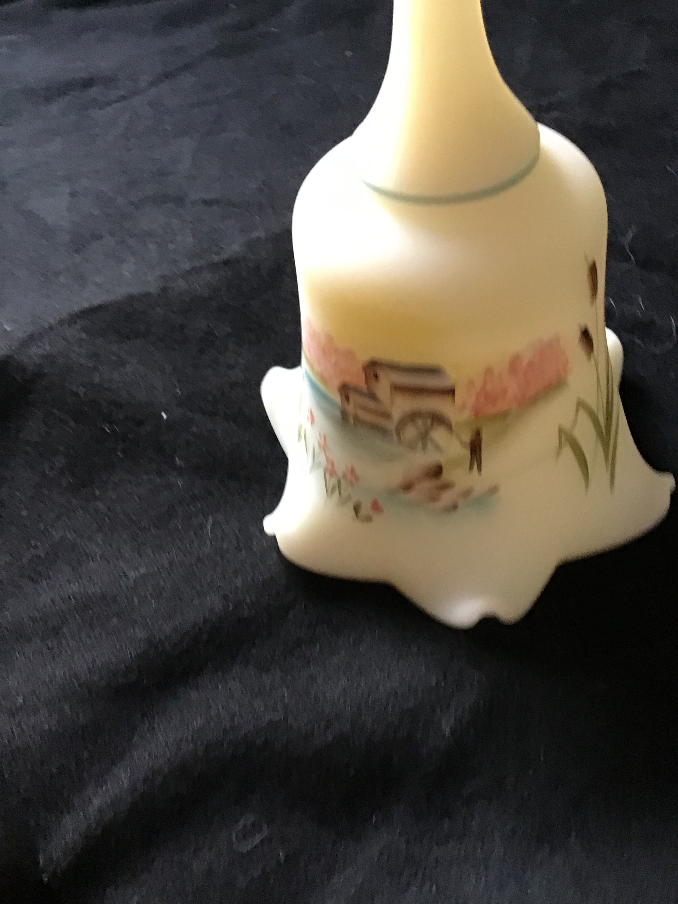 Hand Painted Yellow Lefton Bell With Fishing Scene - Etsy