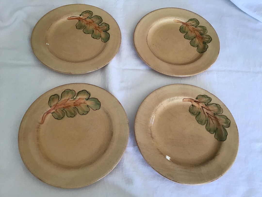 Hand Painted Fall Leaf Plates-set of 4 - Etsy