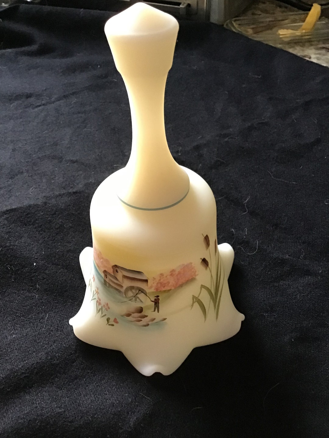 Hand Painted Yellow Lefton Bell With Fishing Scene - Etsy