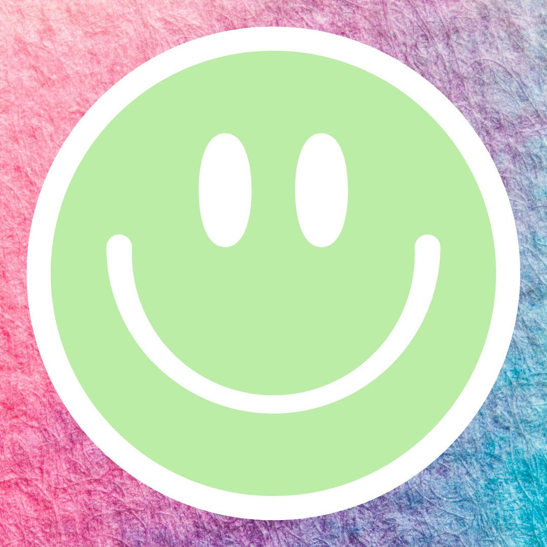 Green Smiley Face Sticker Waterproof Vinyl Sticker - Etsy