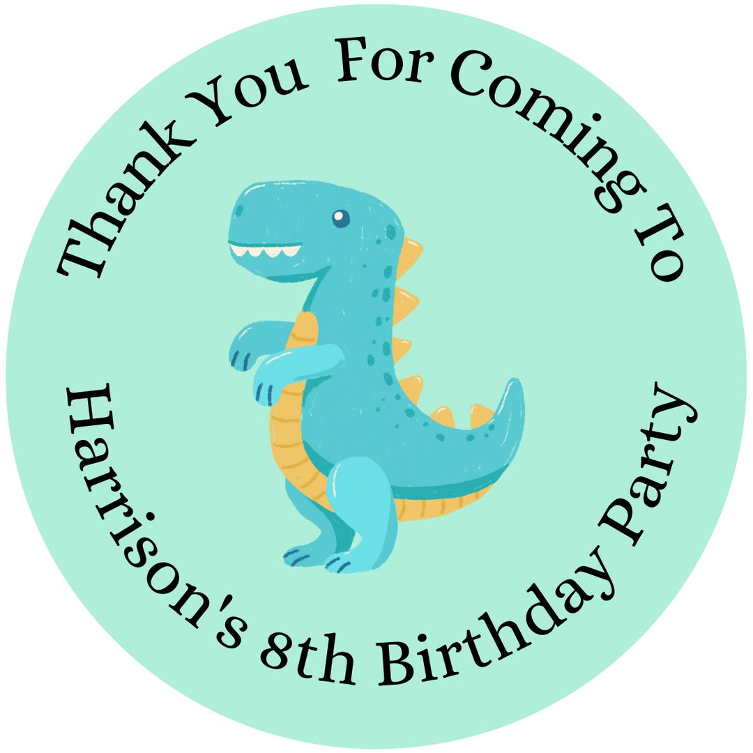 Personalised Dinosaur Party Stickers Kids Thank You Birthday - Etsy