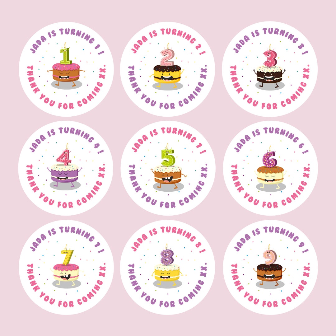 Personalised Birthday Label Cake Stickers Kids Name Party Gift - Etsy
