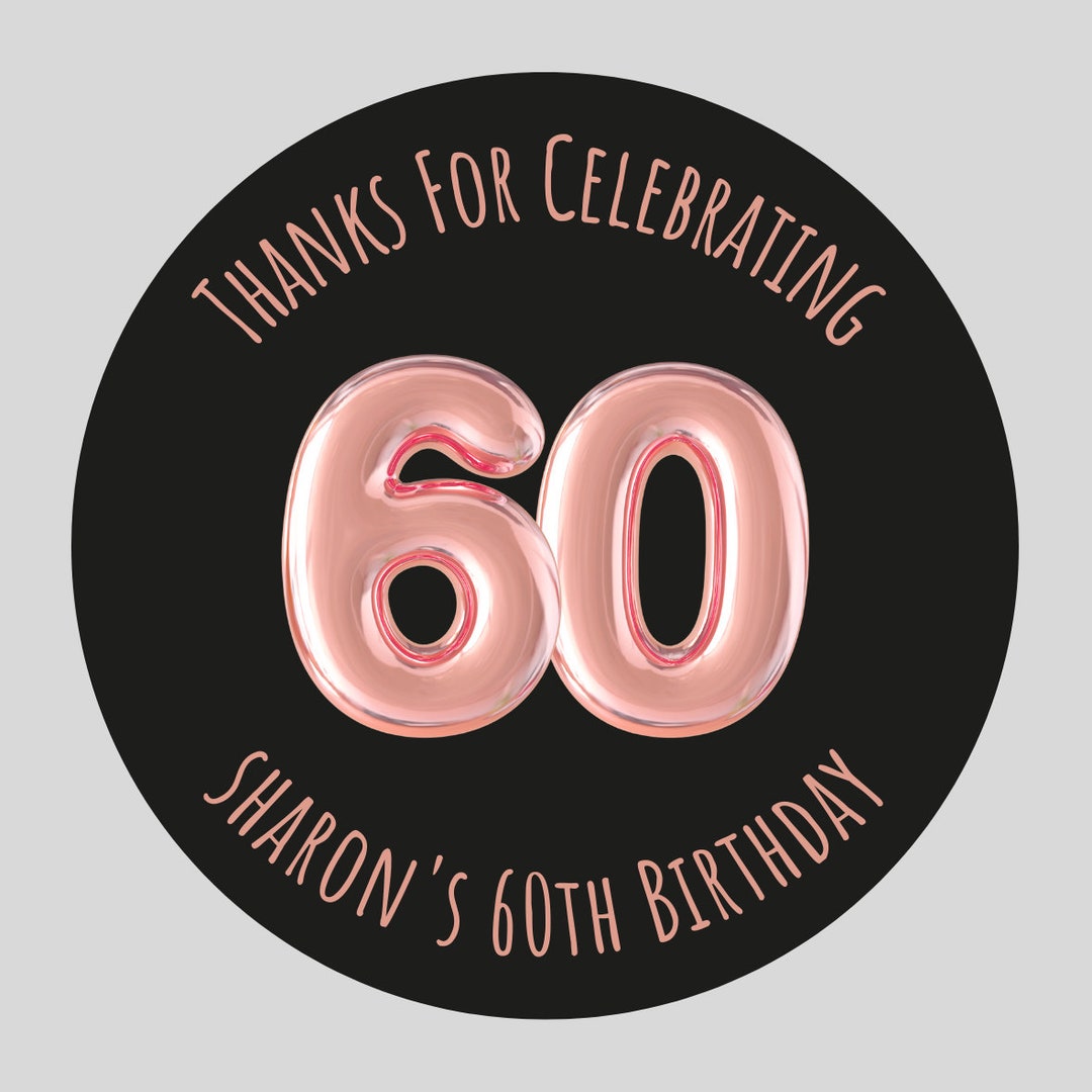 Personalised Birthday 60th Stickers Name Party Gift Bag Black - Etsy