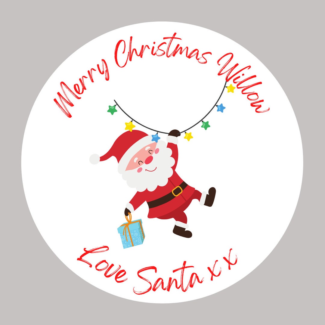 Christmas Santa Stickers Personalised Kids Gift Tags Name - Etsy