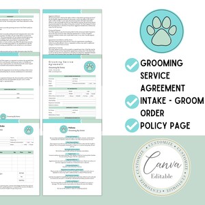 Pet Grooming Agreement Bundle, Pet Grooming Template, Dog Contract ...