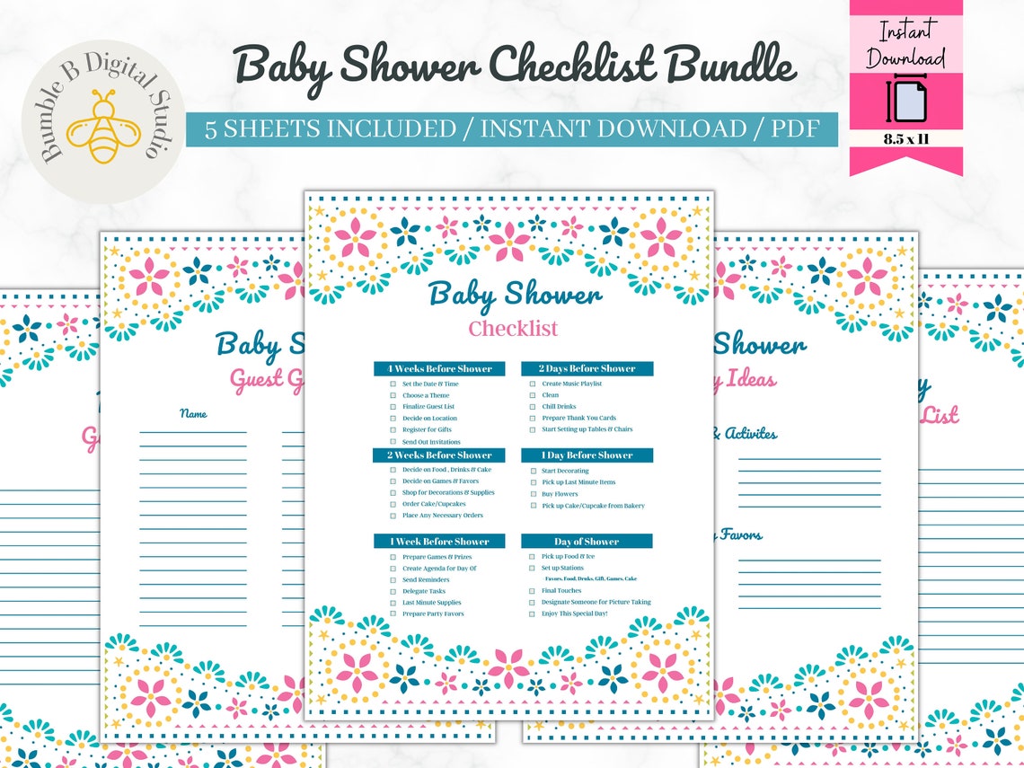 Baby Shower Checklist Bundle Baby Shower Checklist Printable - Etsy