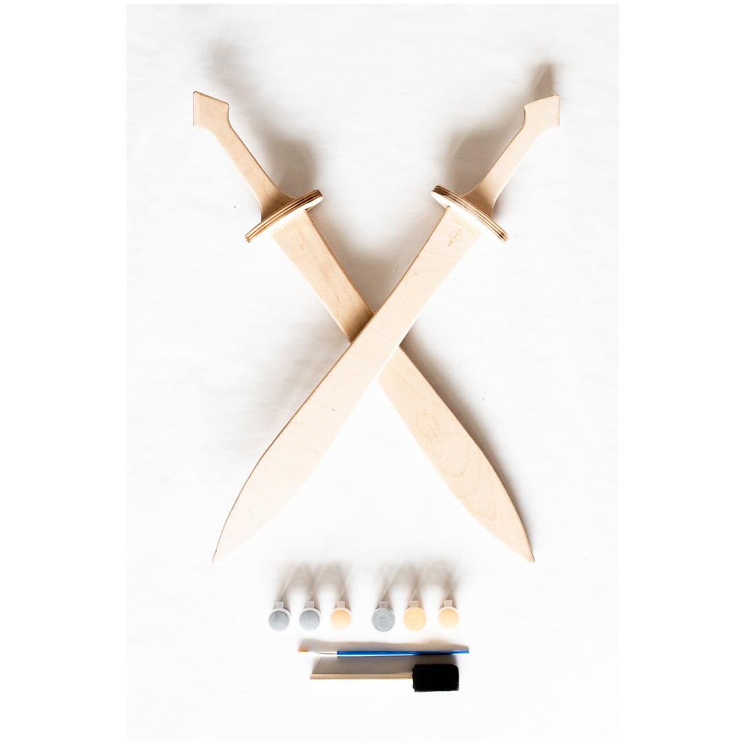 FREE US Shipping 2 Pack Wooden Swords W/paint & Brushes by Level 1 ...