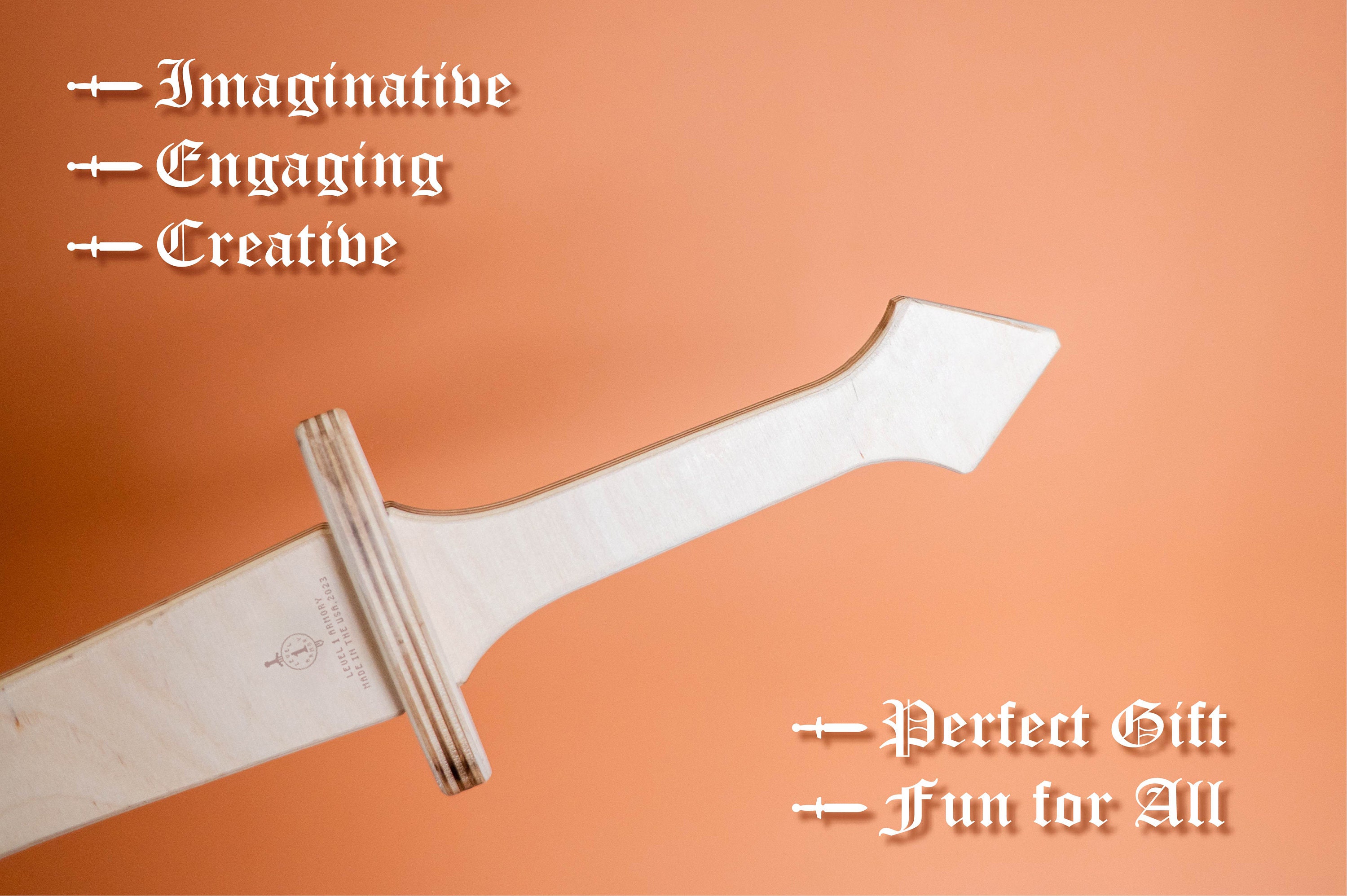 Level 1 Armory Wooden Sword durable 23 Inch Long 1/2 Baltic Birch ...