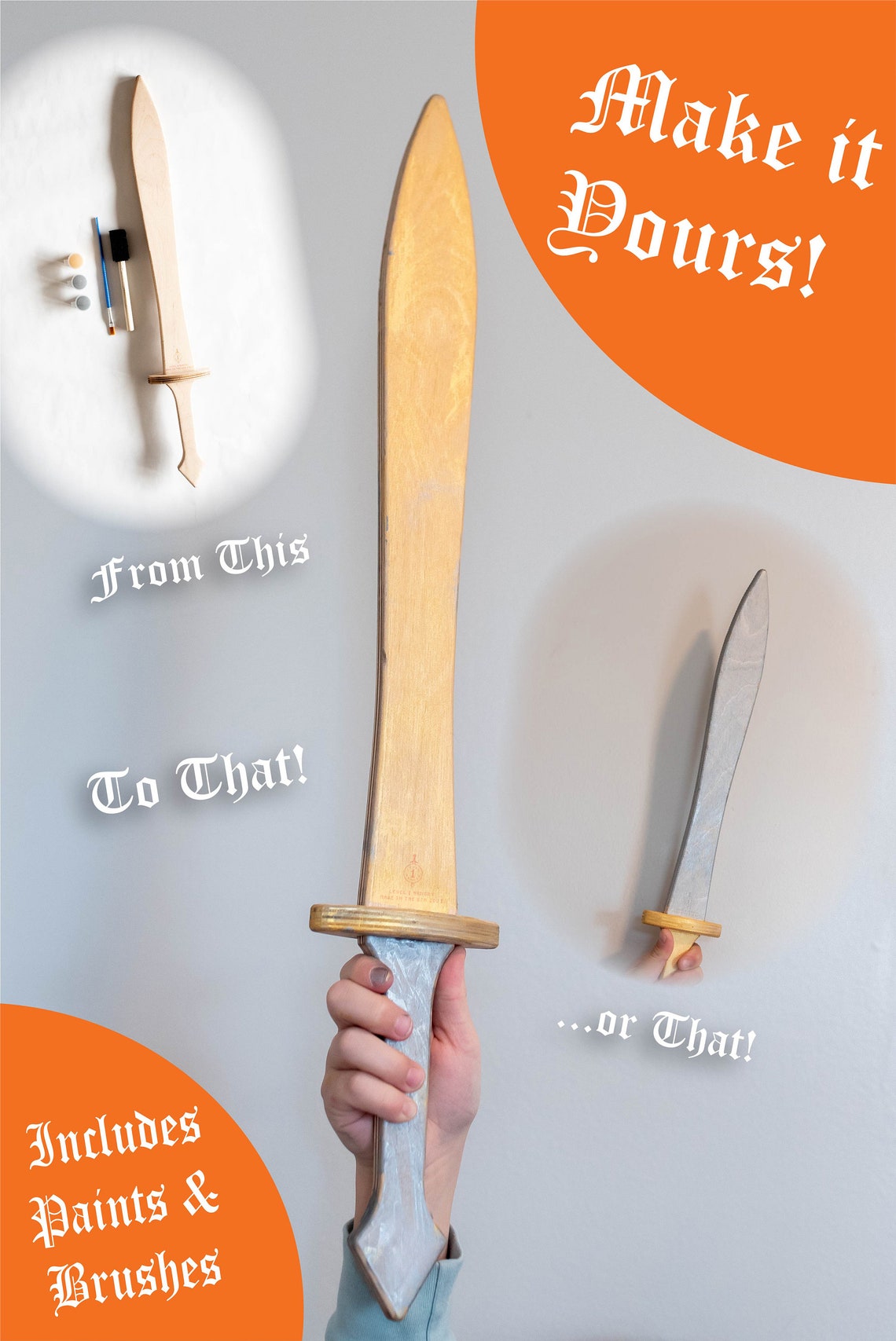 Level 1 Armory Wooden Sword durable 23 Inch Long 1/2 Baltic Birch ...