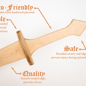 Level 1 Armory - Wooden Sword (durable 23 Inch Long 1/2" Baltic Birch ...