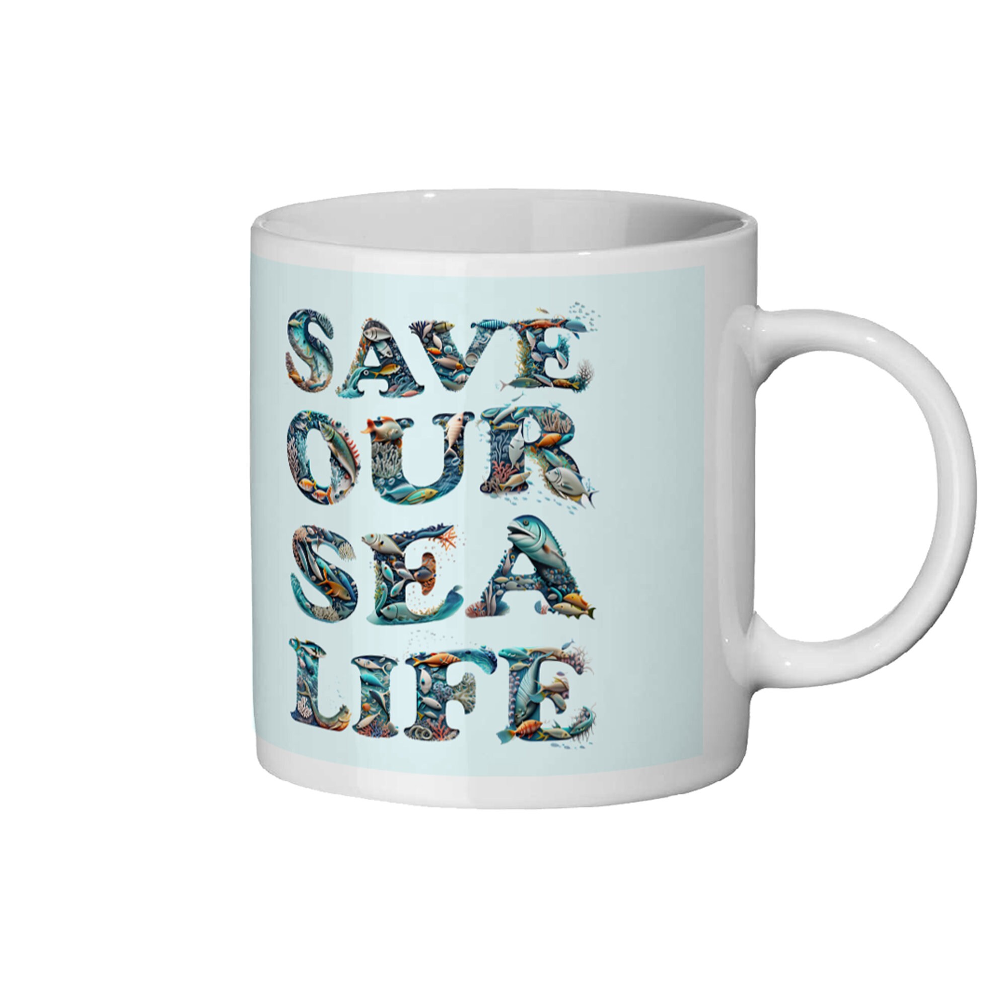 Save Our Sea Life Mug, Eco Message Mug, Pleasing Design, Gift for the ...