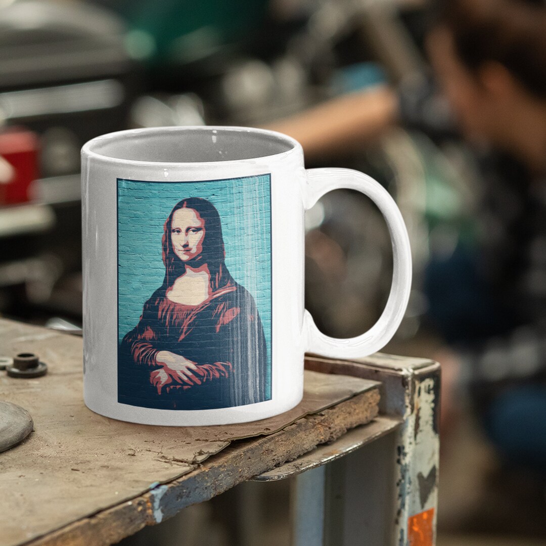 Mona Lisa Stencil Art Mug, Gift for Art Lovers, Leonardo Da Vinci Mug ...