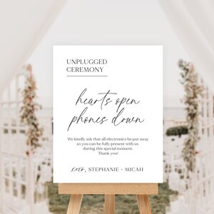 Modern Minimalist Wedding Unplugged Ceremony Sign Wedding Signage ...