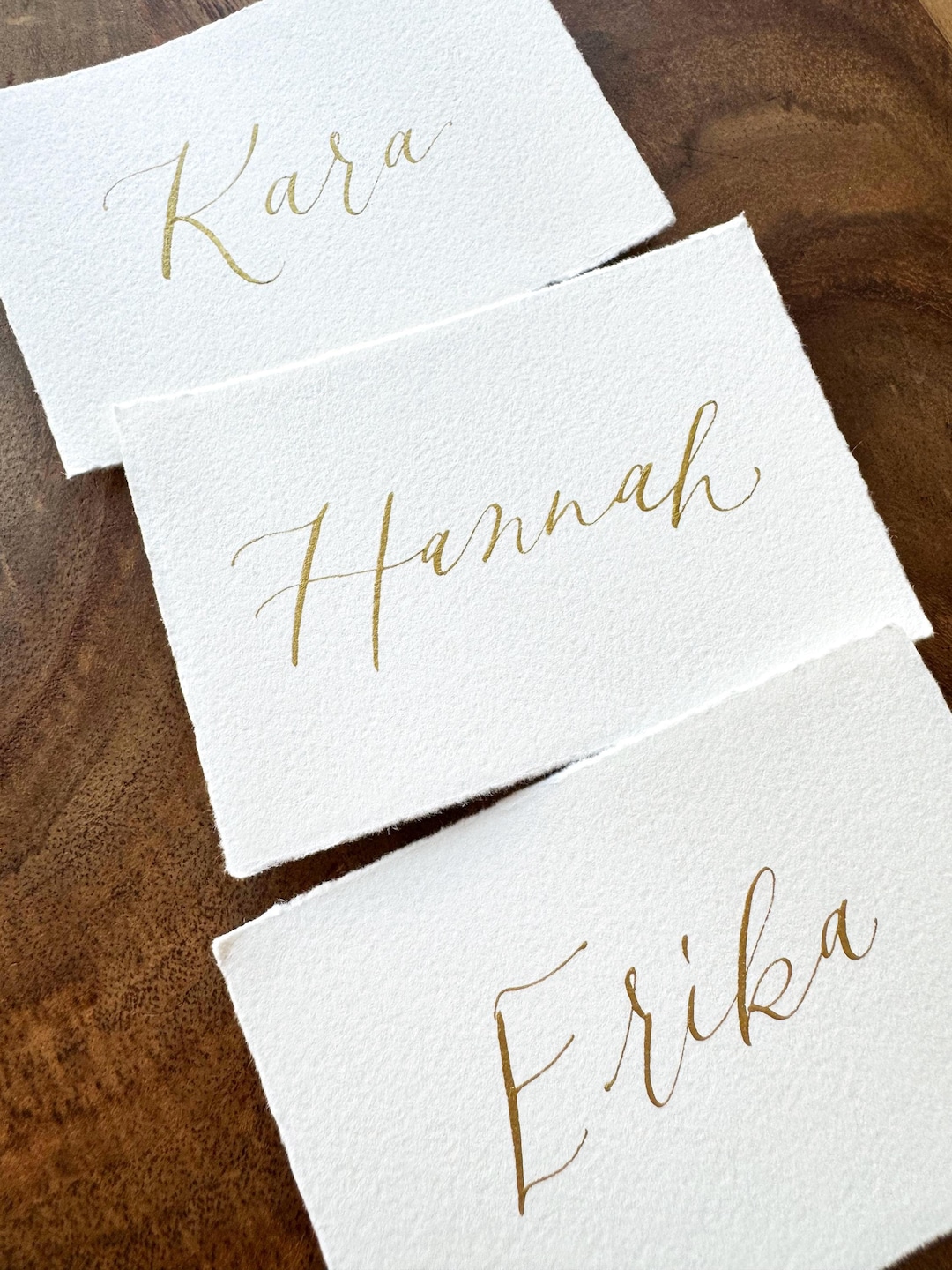 Modern Calligraphy Name Cards on Handmade Paper, Hand Lettered Place ...