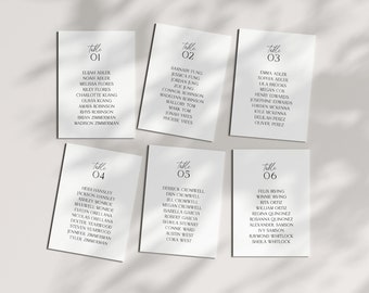 Modern Minimalist Wedding Seating Chart Card, 5x7 Seating Card ...