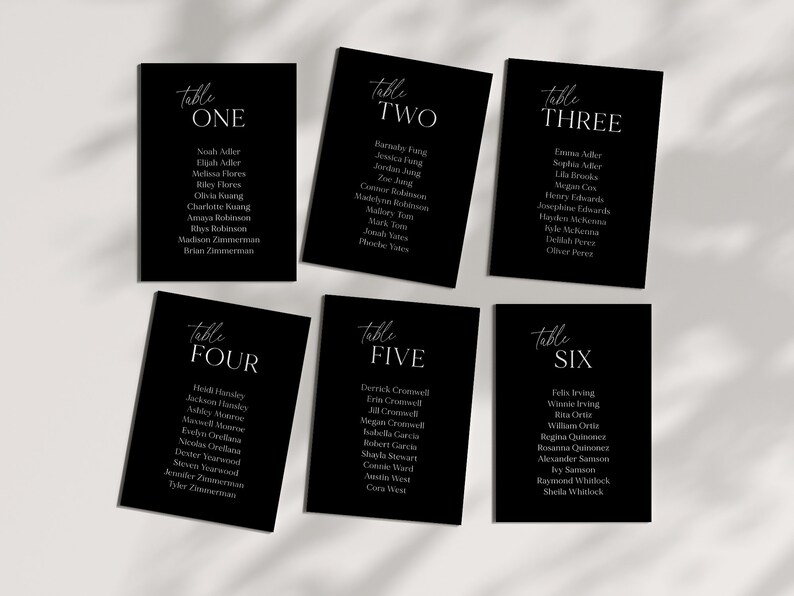 Modern Minimalist Wedding Seating Chart Card, 5x7 Seating Card ...