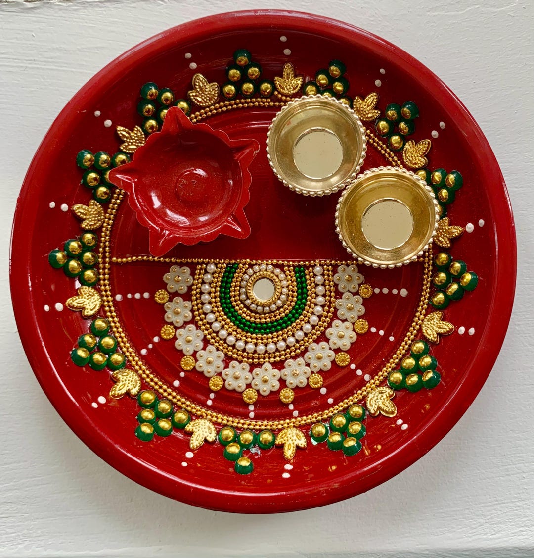 Diwali Pooja Thali Plate Suhaagan Shagun Festive Hindu Festival ...