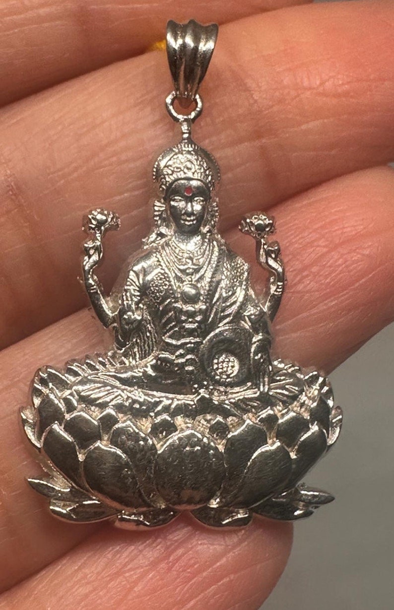 Authentic Silver 925 Lakshmi Mata Pendant Symbol of Wealth, Prosperity ...